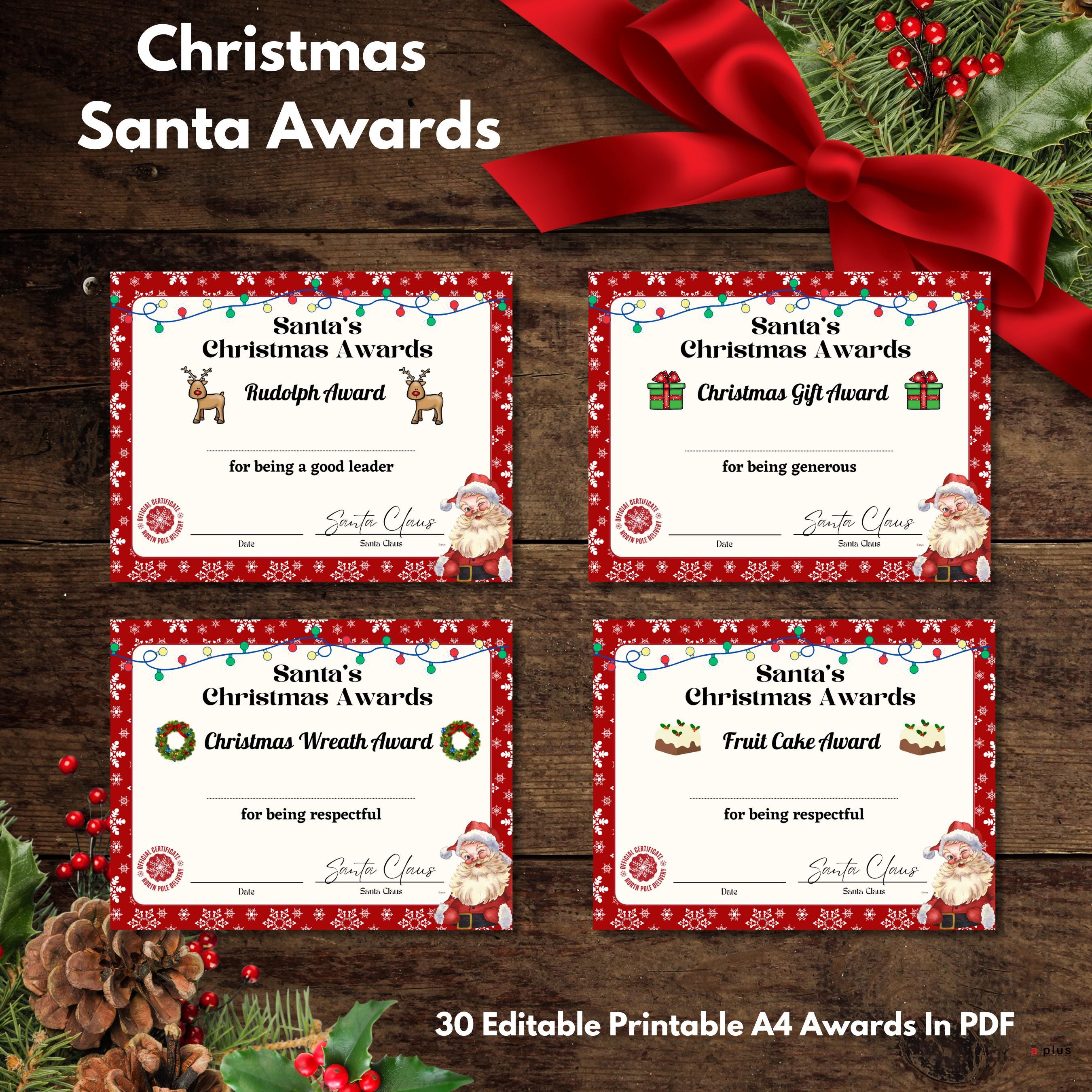 Santa Student Awards - Editable and Fun Holiday Certificates for ...