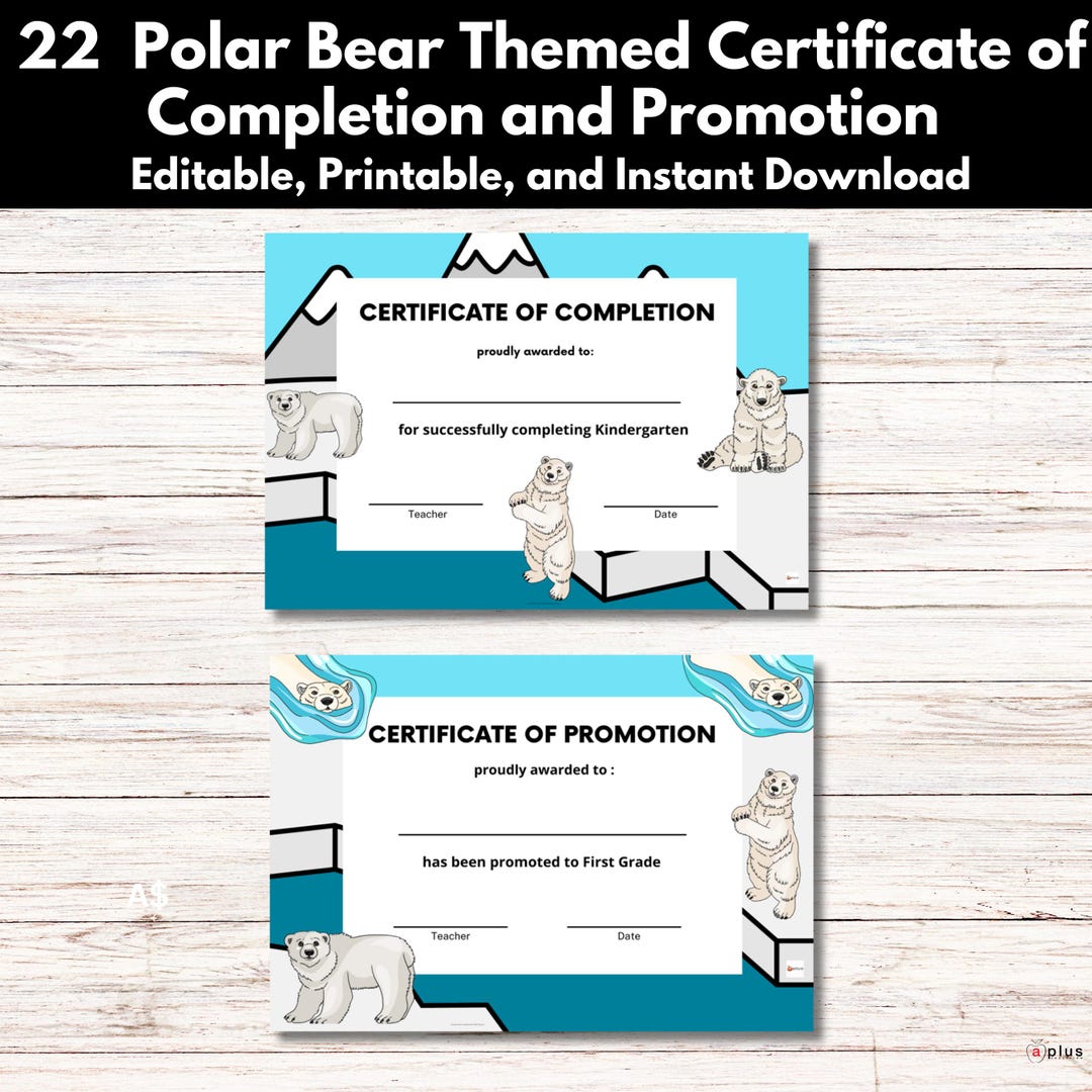 Polar Bear Themed End of Year Certificates for Student Achievements - Etsy