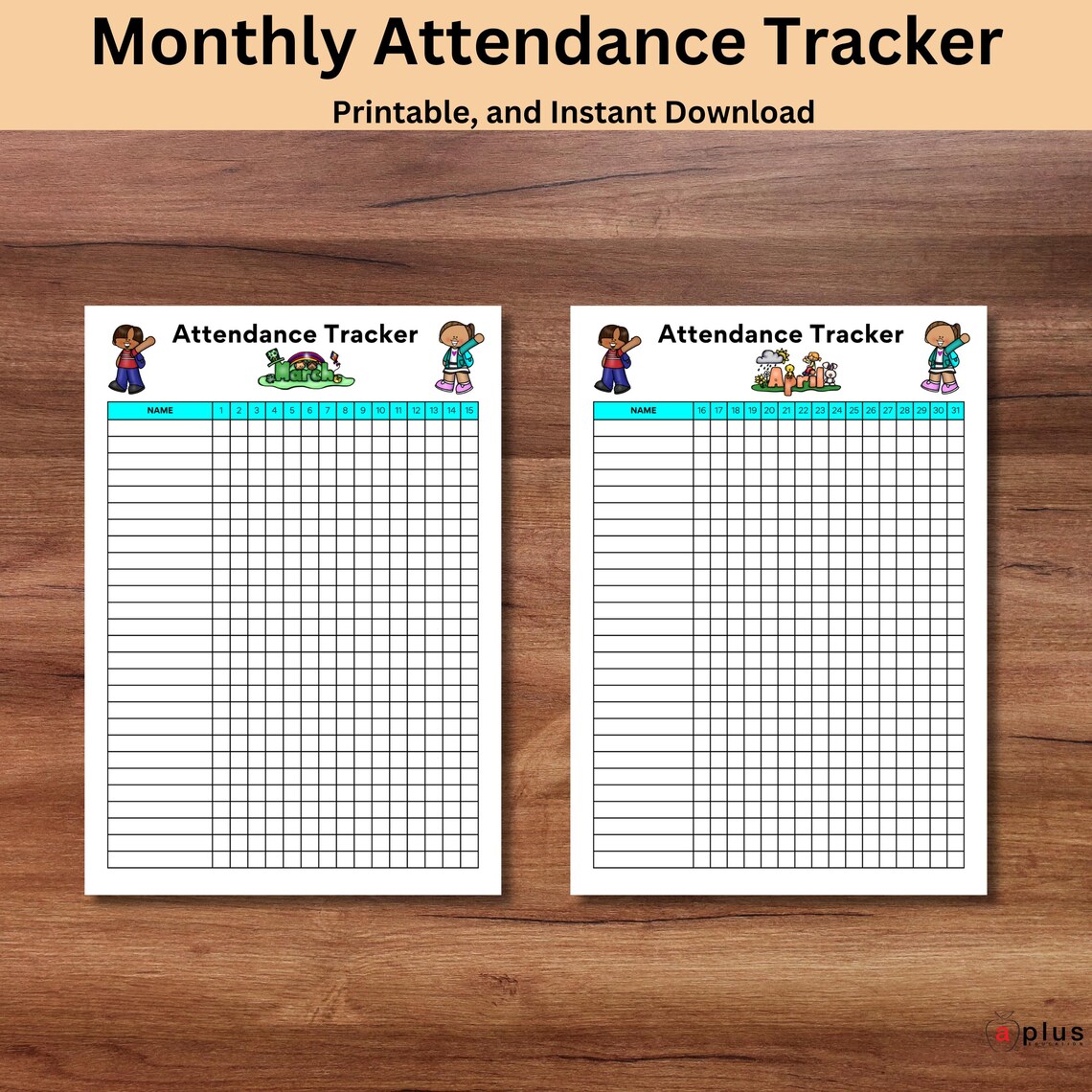 Editable Monthly Attendance Tracker | Printable Classroom Attendance ...