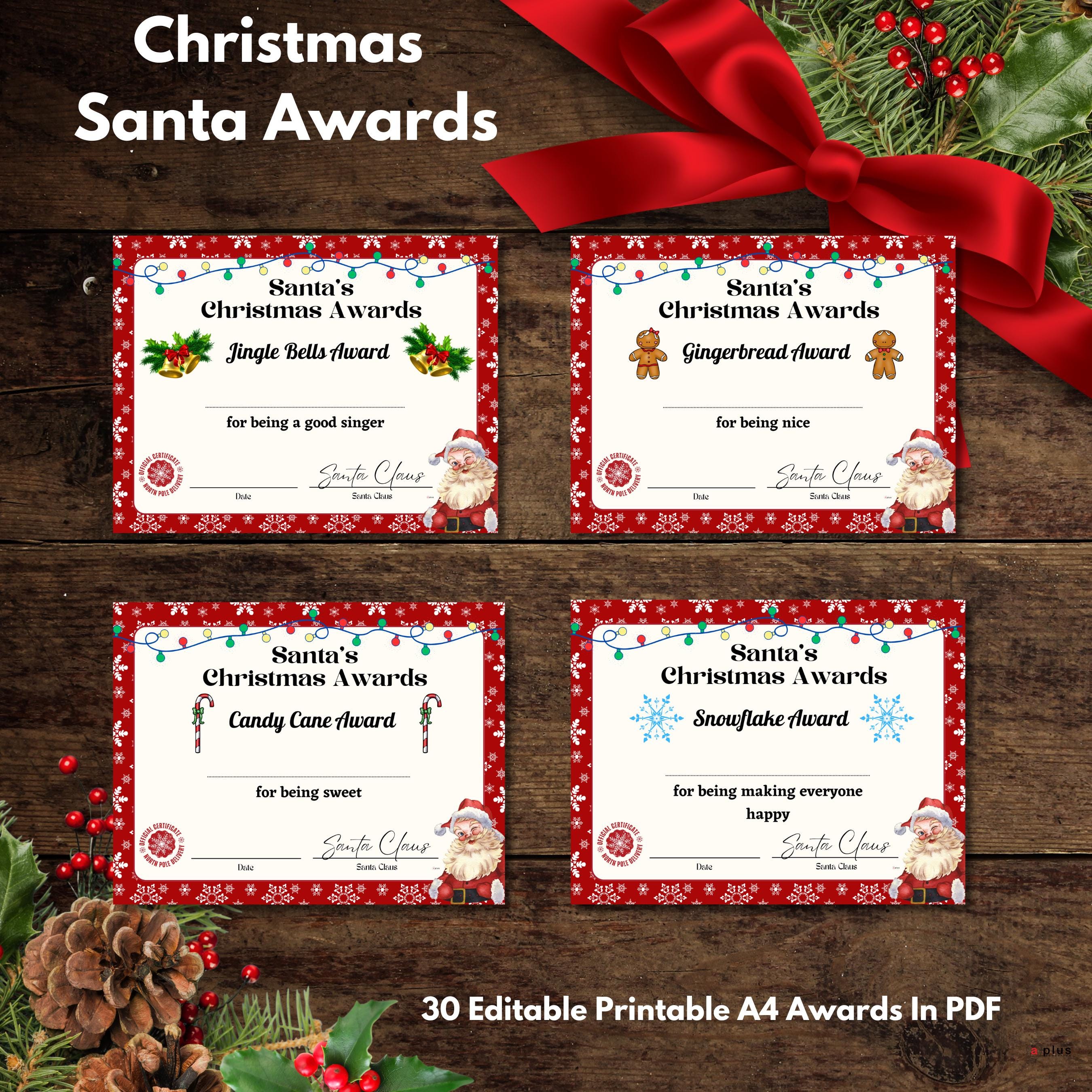 Santa Student Awards - Editable and Fun Holiday Certificates for ...