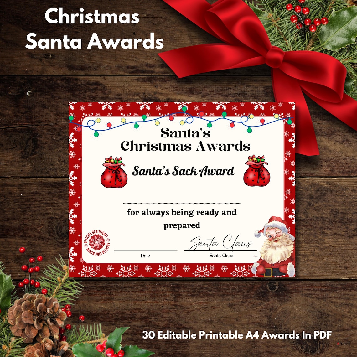 Santa Student Awards - Editable and Fun Holiday Certificates for ...