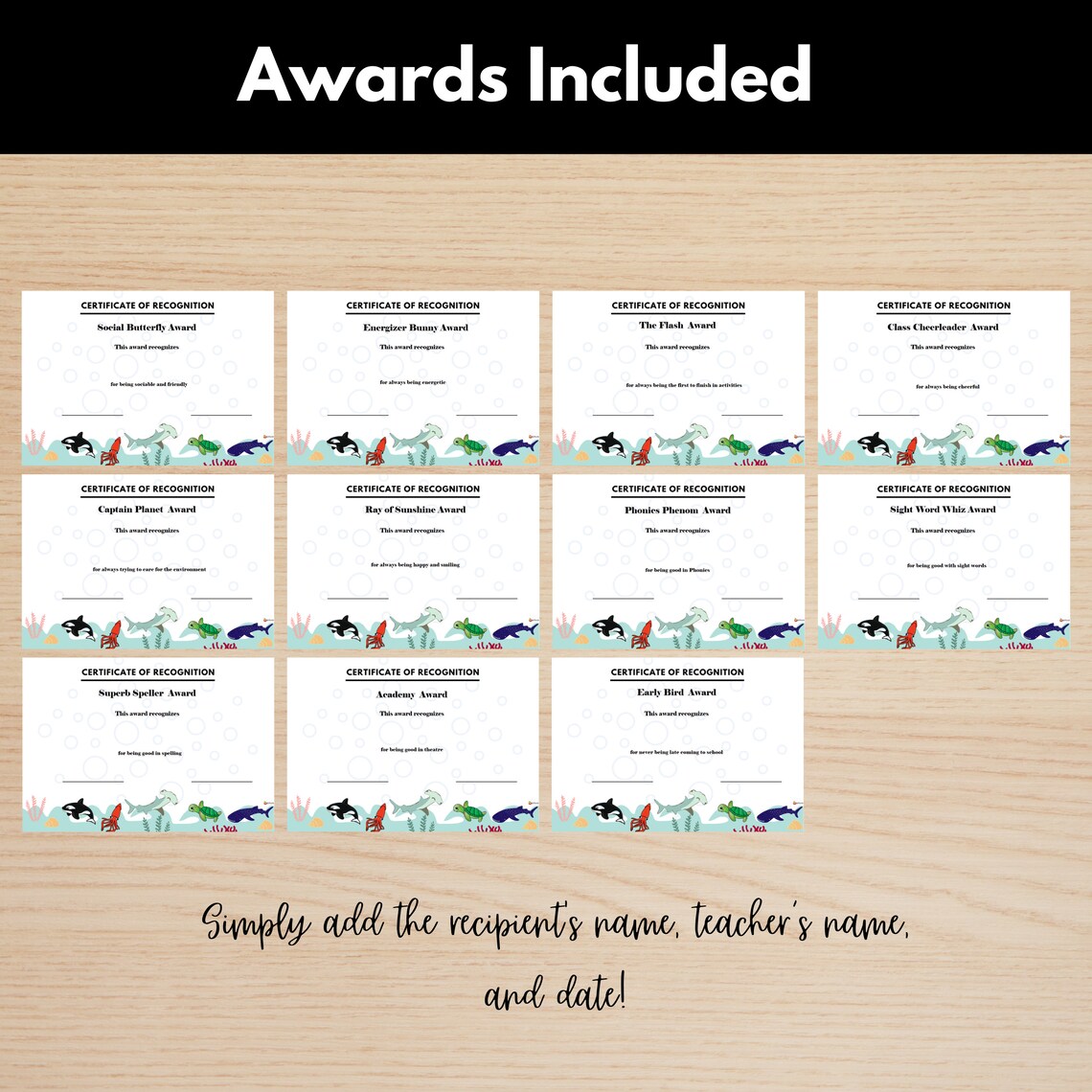 End-of-the-year Ocean-themed Award Certificates for Student Success - Etsy