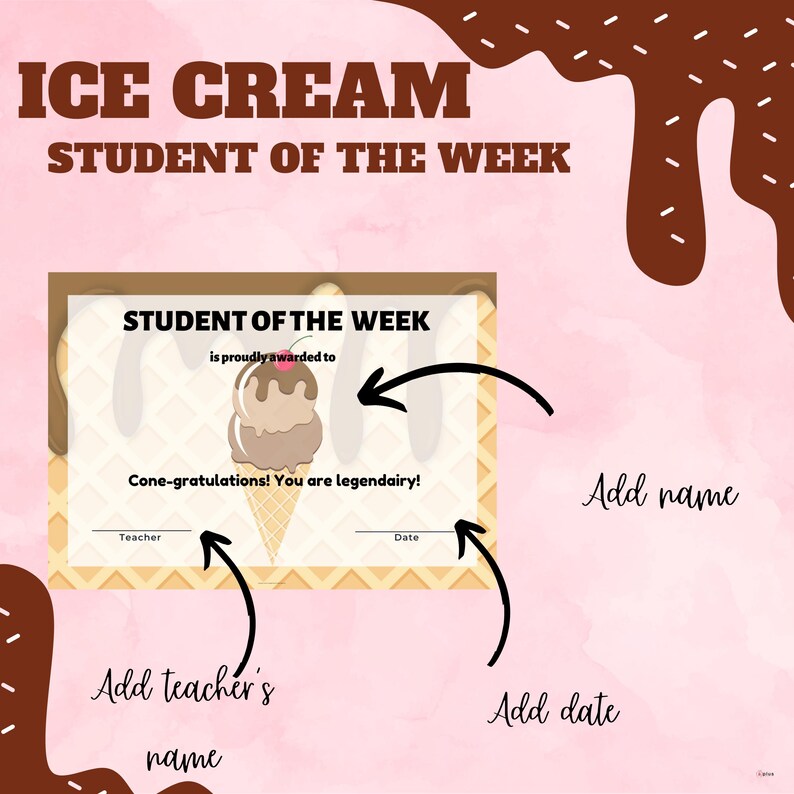 Ice Cream Student of the Week and Month Certificates - Build Confidence ...