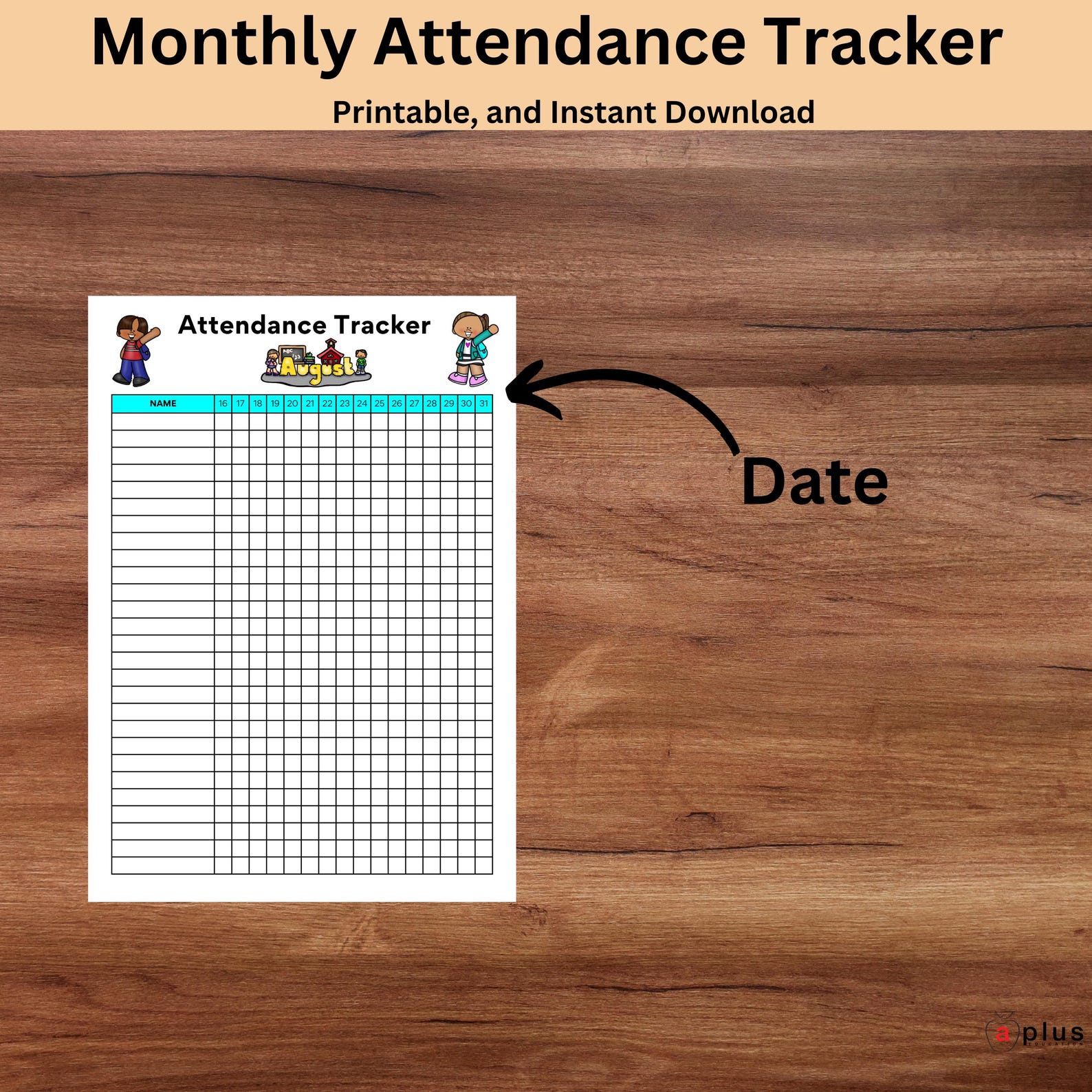 Editable Monthly Attendance Tracker | Printable Classroom Attendance ...