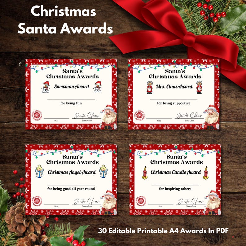Santa Student Awards - Editable and Fun Holiday Certificates for ...