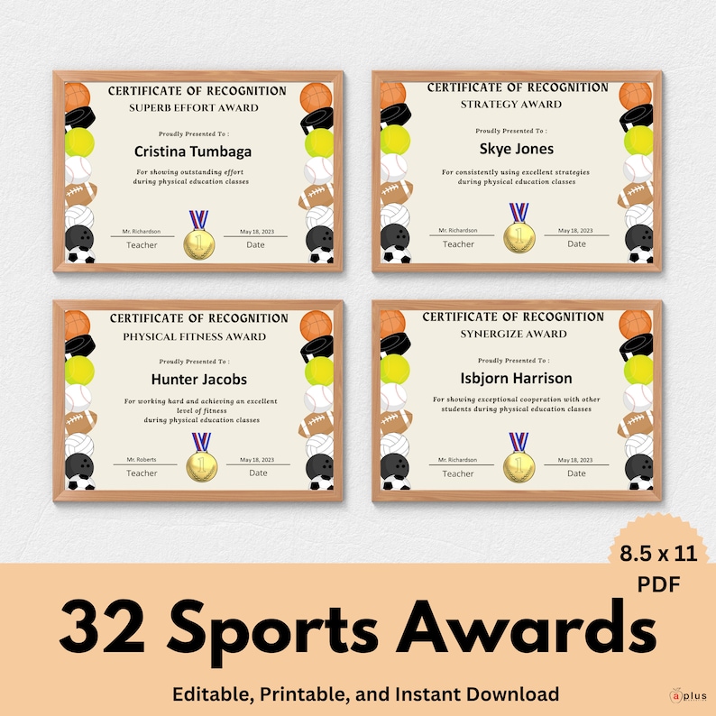 Printable End of Season Sports Award Certificates Bundle - Celebrate ...