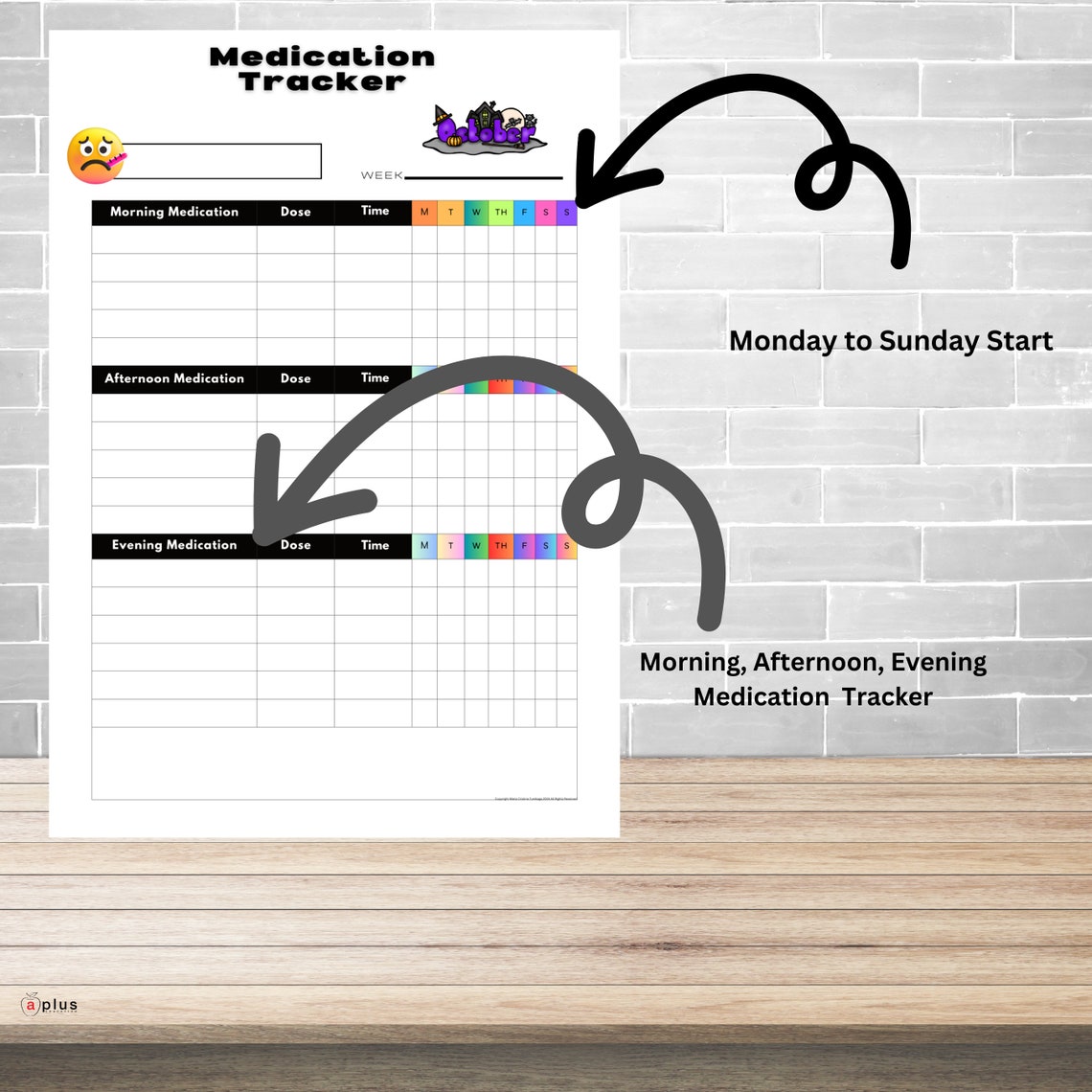 Medication Tracker Log Chart List Planner Kids Cute Printable Template ...