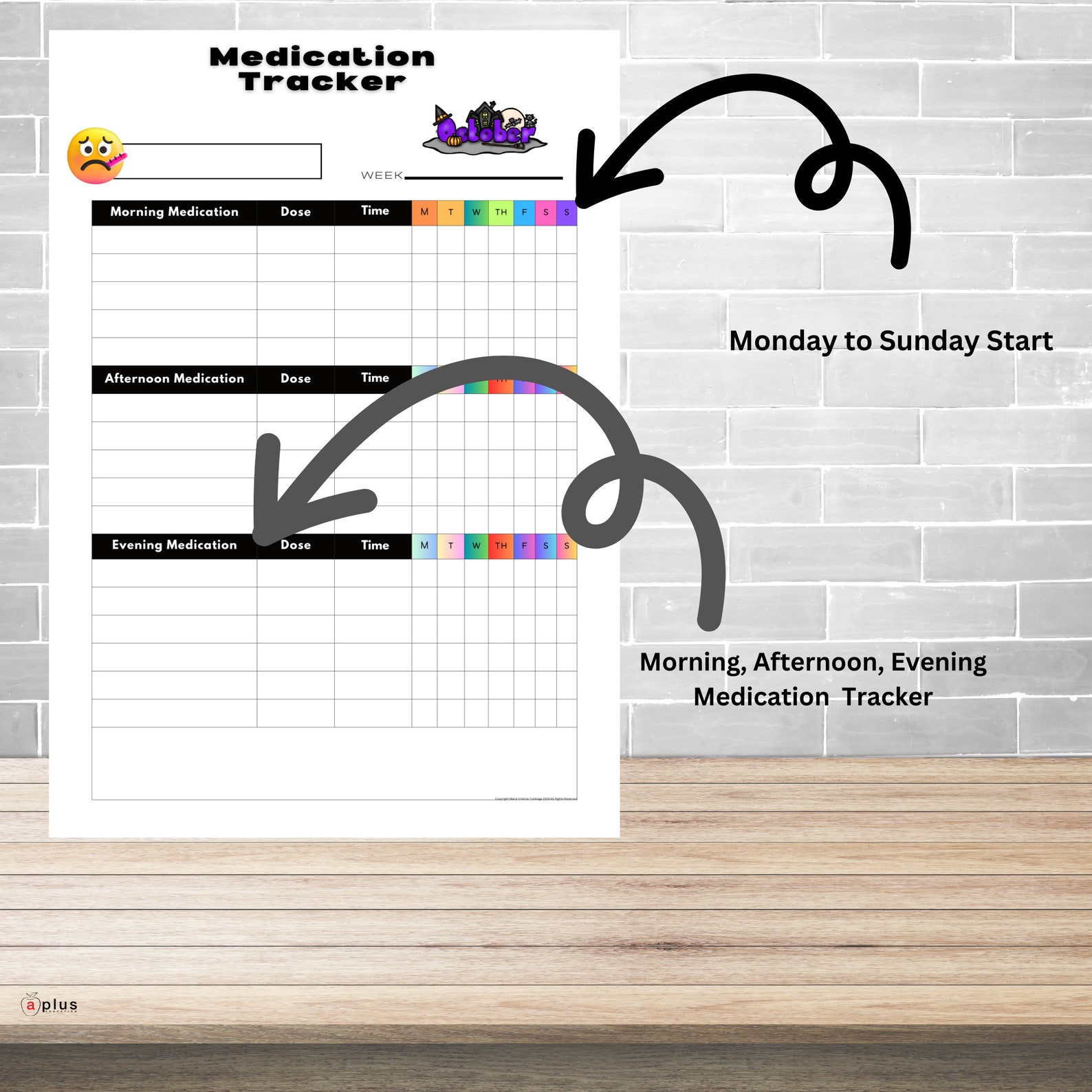 Medication Tracker Log Chart List Planner Kids Cute Printable Template ...