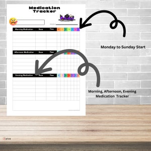 Medication Tracker Log Chart List Planner Kids Cute Printable Template ...