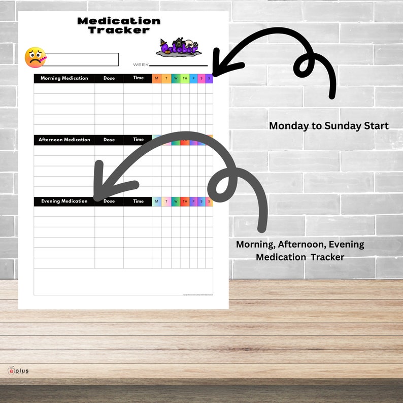 Medication Tracker Log Chart List Planner Kids Cute Printable Template ...
