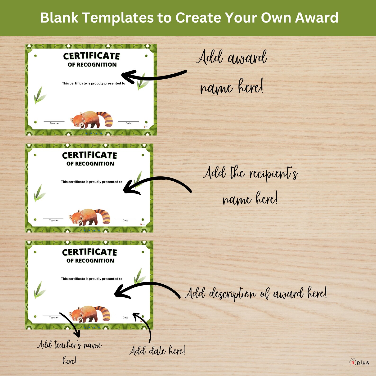 Editable Red Panda Award Certificates Customizable Student Recognition ...