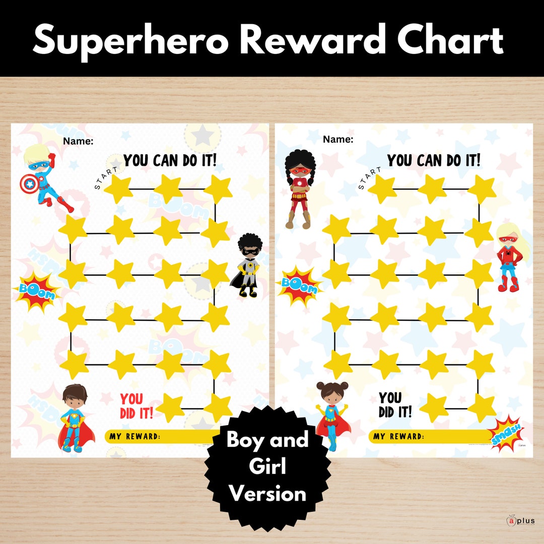 Superhero-themed Reward Chart for Kids Behavior Tracking for Positive ...