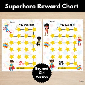 Superhero-themed Reward Chart for Kids Behavior Tracking for Positive ...