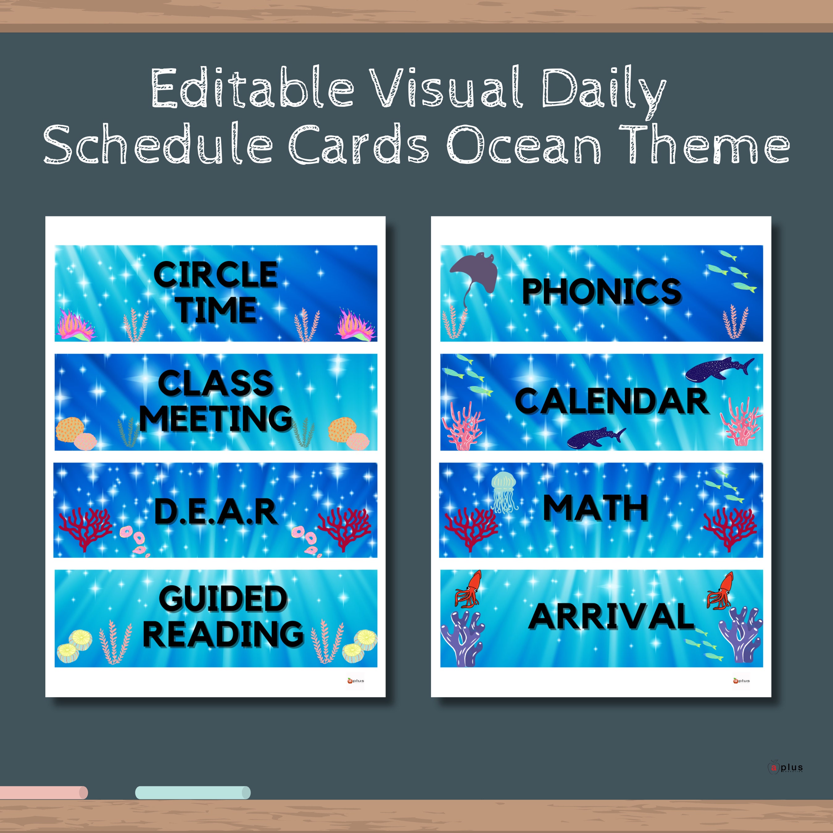 Ocean-themed Daily Agenda Display: Editable Classroom Schedule for ...