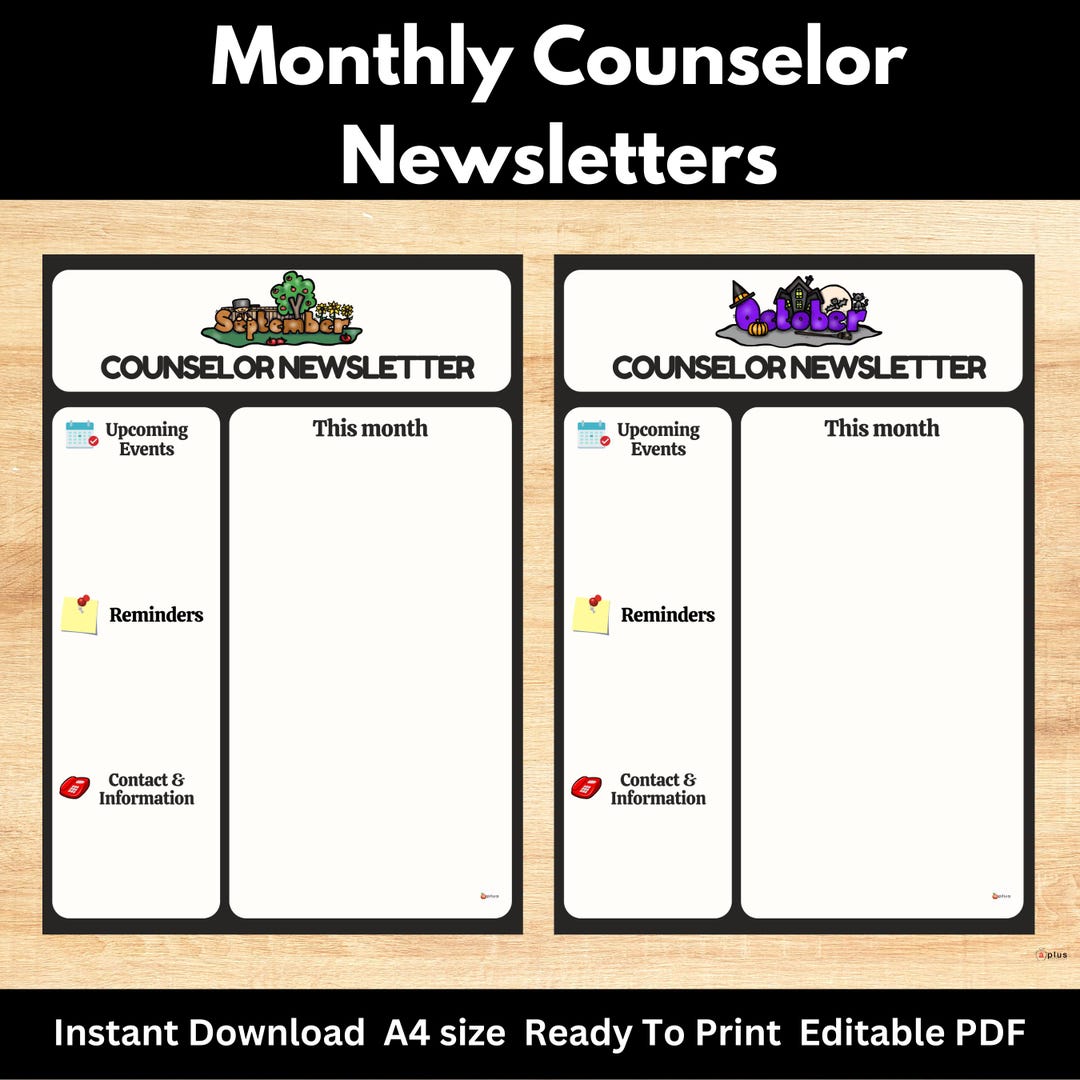 Editable School Counselor Newsletter Templates for Informing Families ...