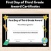 Third-grade Starters: Celebrate the First Day With Certificates for ...