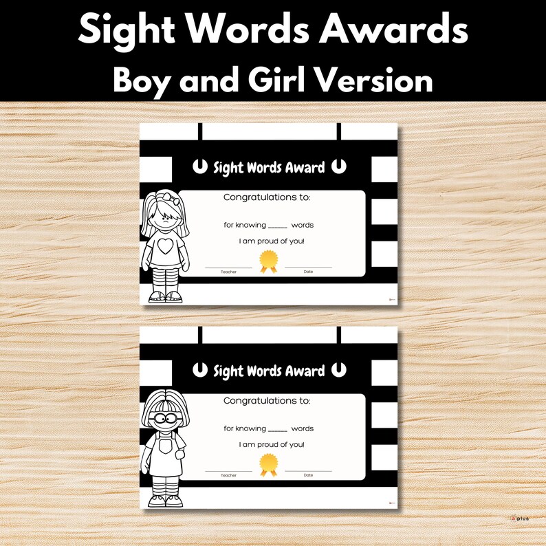 Editable Sight Words Certificates Customizable Sight Word Achievement ...