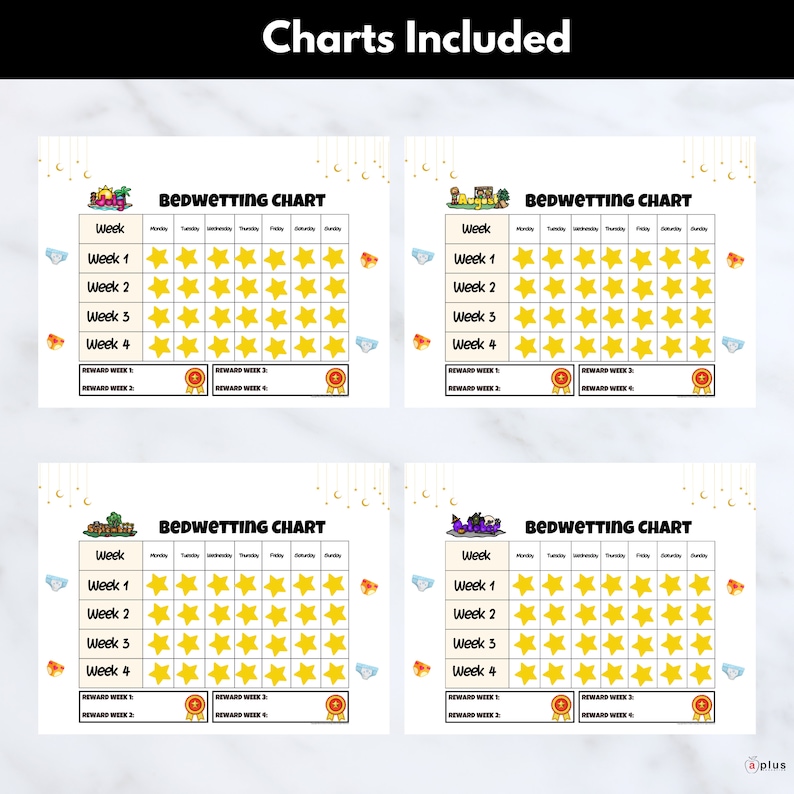 Kids Bedwetting Chart Printable Monthly and Weekly Toilet Training ...