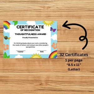 End of Year Positive Character Traits Award Certificates for Elementary ...