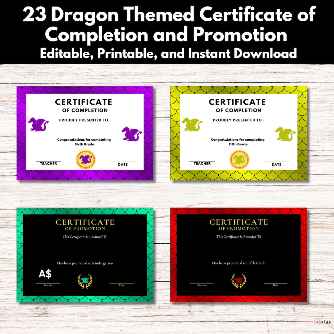 End of Year Dragon Themed Certificate & Promotion Bundle - Student ...