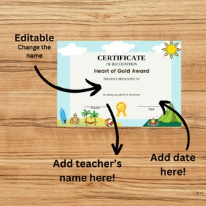 Summer-themed Editable Class Awards for a Stellar End-of-year ...