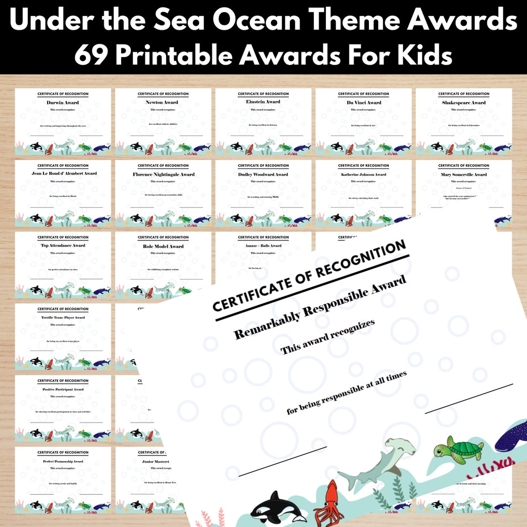 End-of-the-year Ocean-themed Award Certificates for Student Success - Etsy