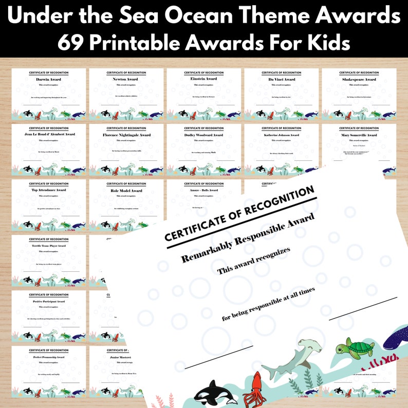 End-of-the-year Ocean-themed Award Certificates for Student Success - Etsy