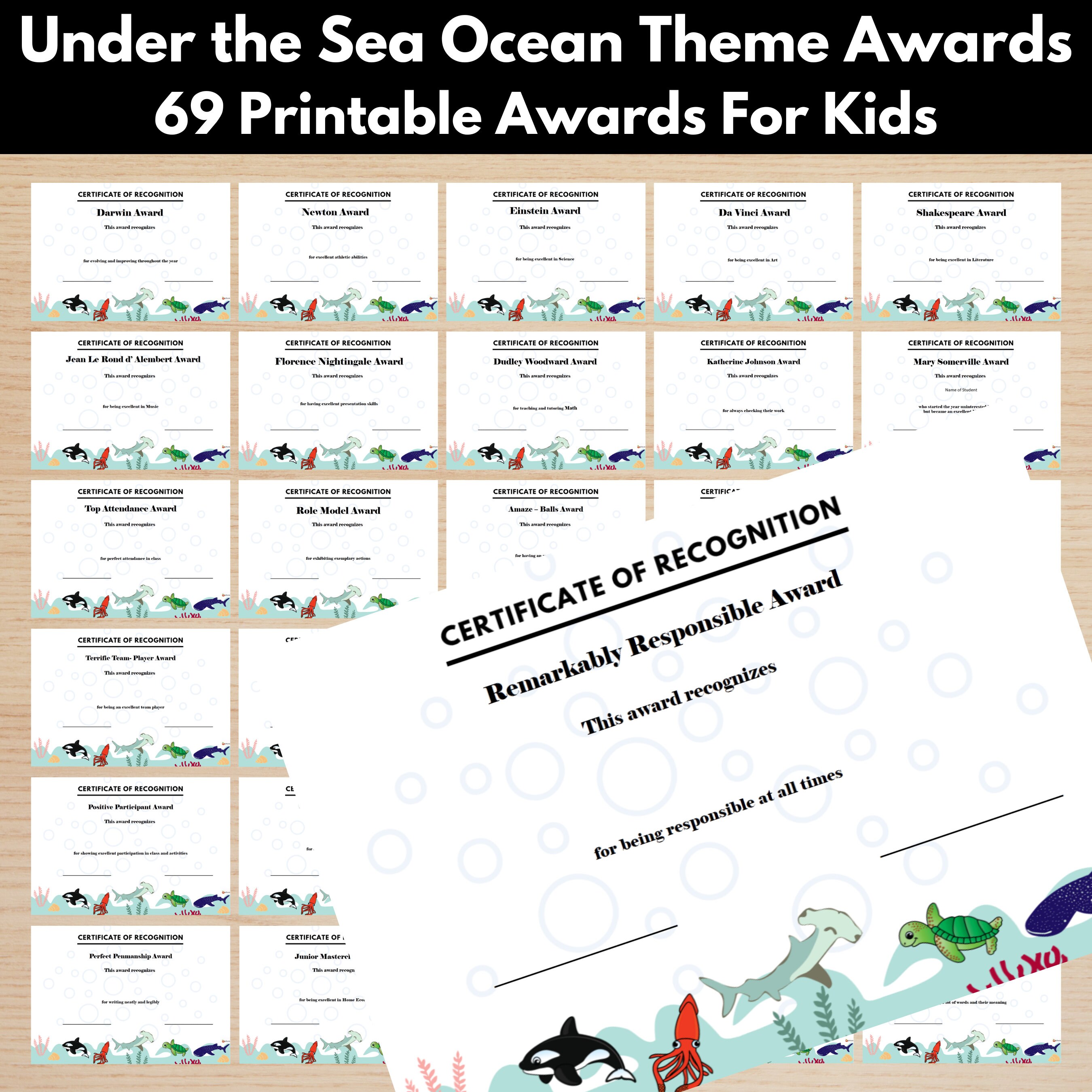 End-of-the-year Ocean-themed Award Certificates for Student Success - Etsy