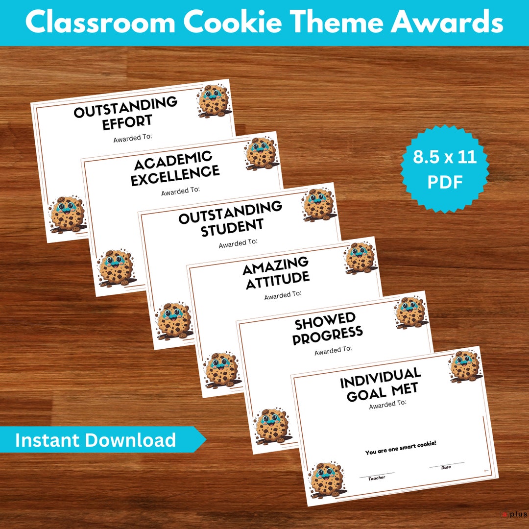 Cookie Theme Student Award Certificates: End of Year (PDF) - Etsy UK