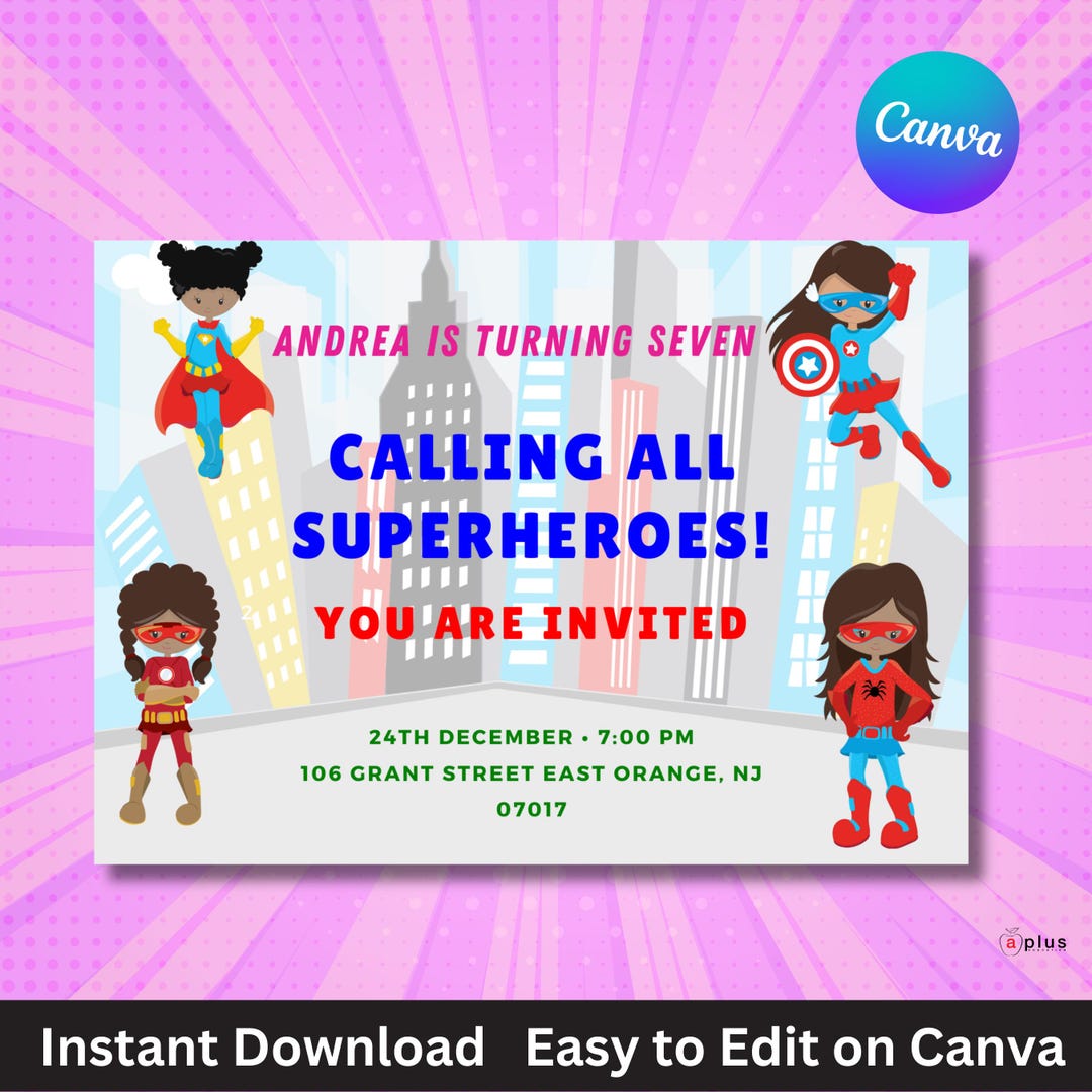 Superhero Invitation, Superhero Birthday, Modern Superhero Party ...