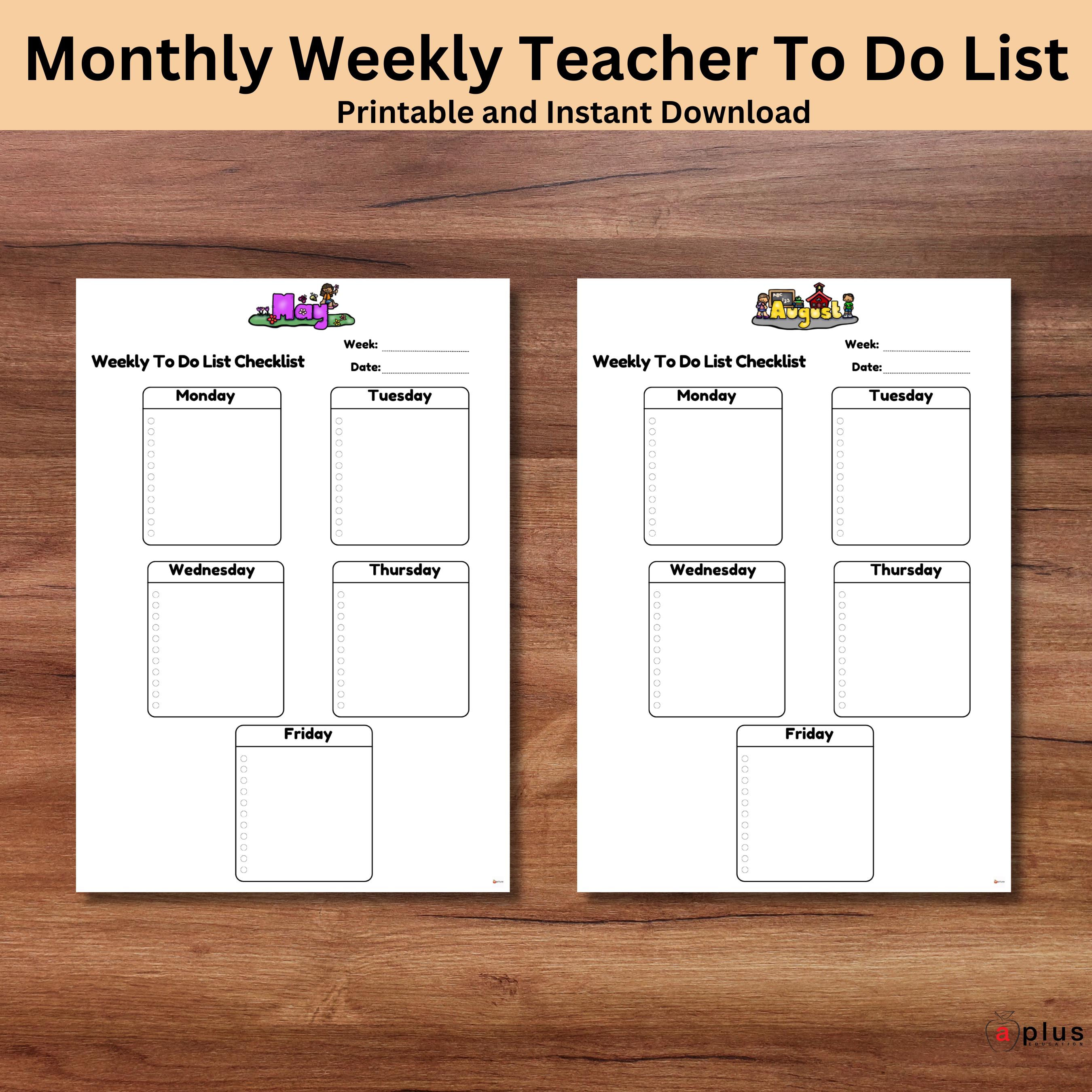 Editable Teacher To-do List Template: Weekly & Daily Planner (digital ...