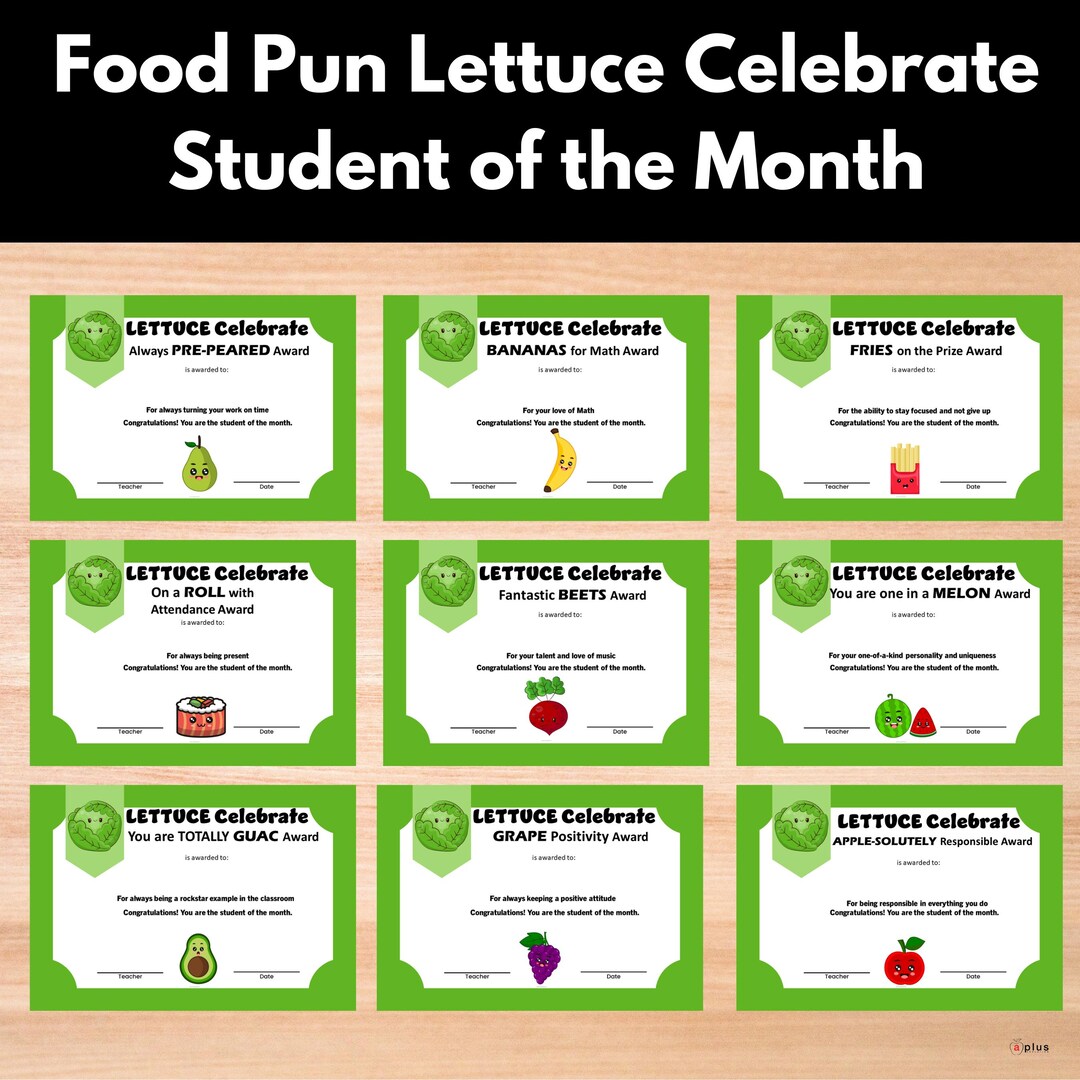 Celebrate Student Excellency All Year Round With Our Cute Food Pun ...