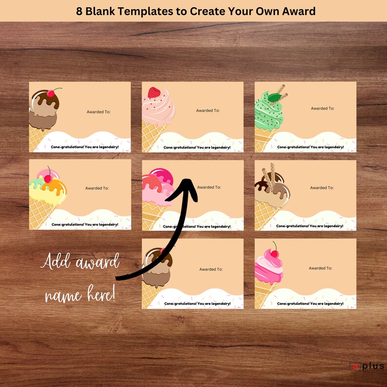 Editable Ice Cream Awards for Students Fun Classroom Reward ...