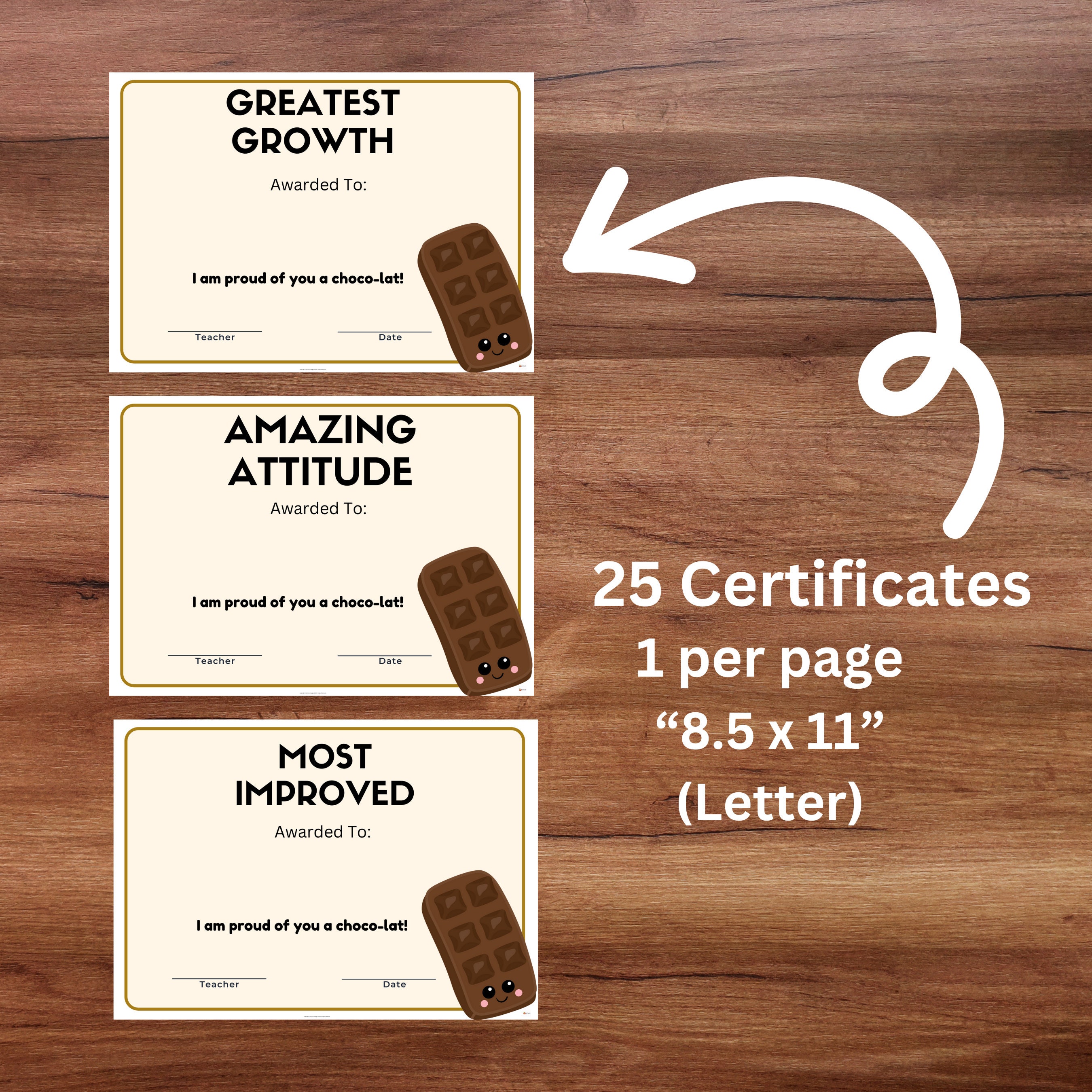 Printable Chocolate-themed Achievement Award Certificates for End of ...