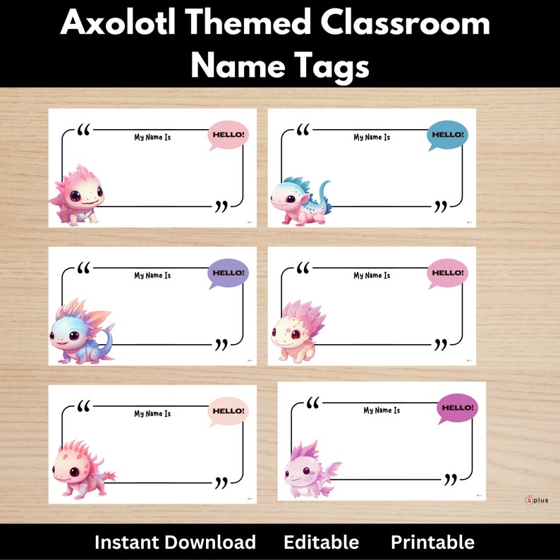 Adorable Axolotl Student Name Tags - Fun & Colorful Classroom Décor - Etsy