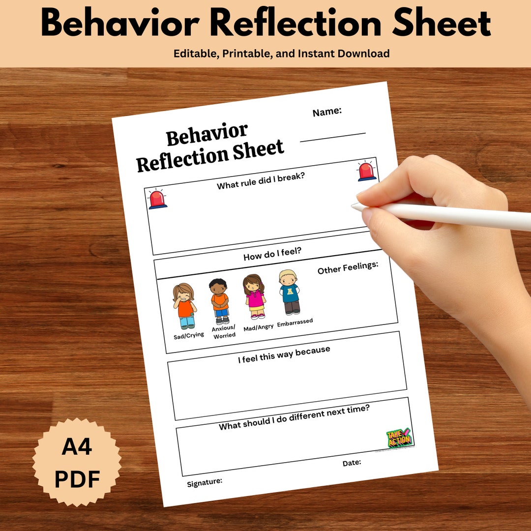 Behavior Reflection Sheet - Etsy
