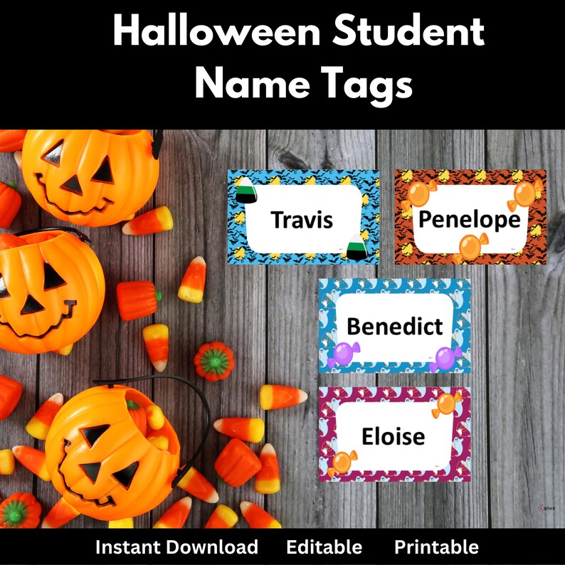 Editable Halloween Name Tags: Classroom Decor Printable (PDF) - Etsy