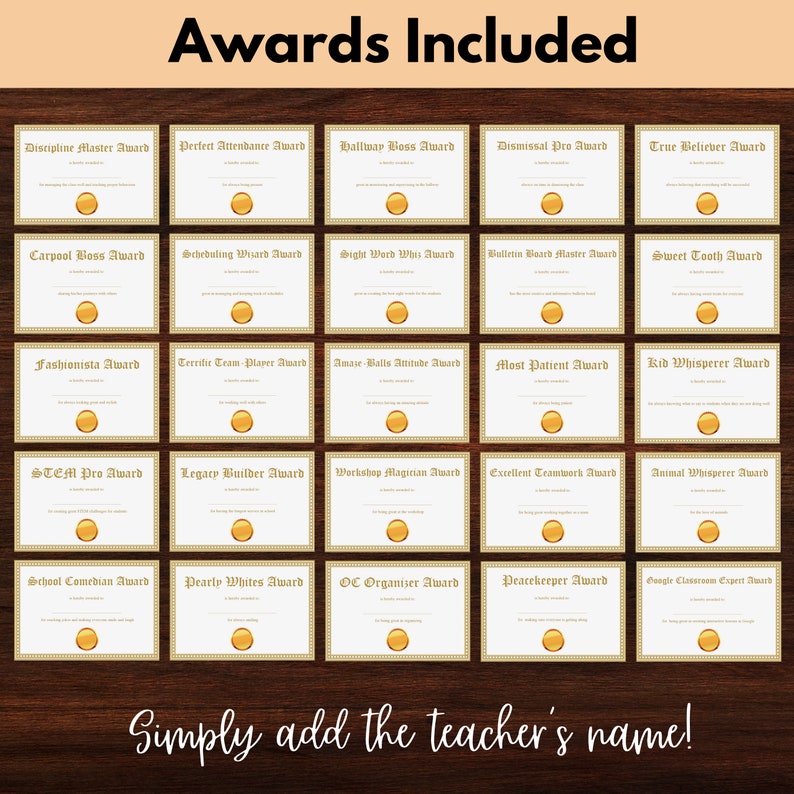 Teacher & Staff Appreciation Awards Kit With Blank Templates - School ...