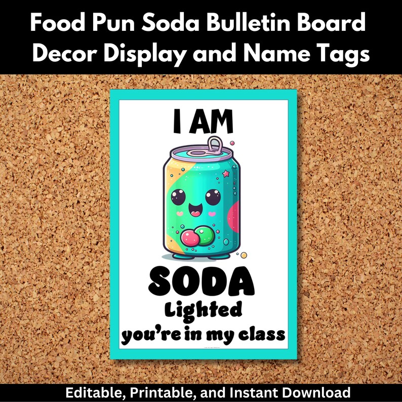 Soda-themed Classroom Decor Bundle: Editable Door Posters & Name Tags ...