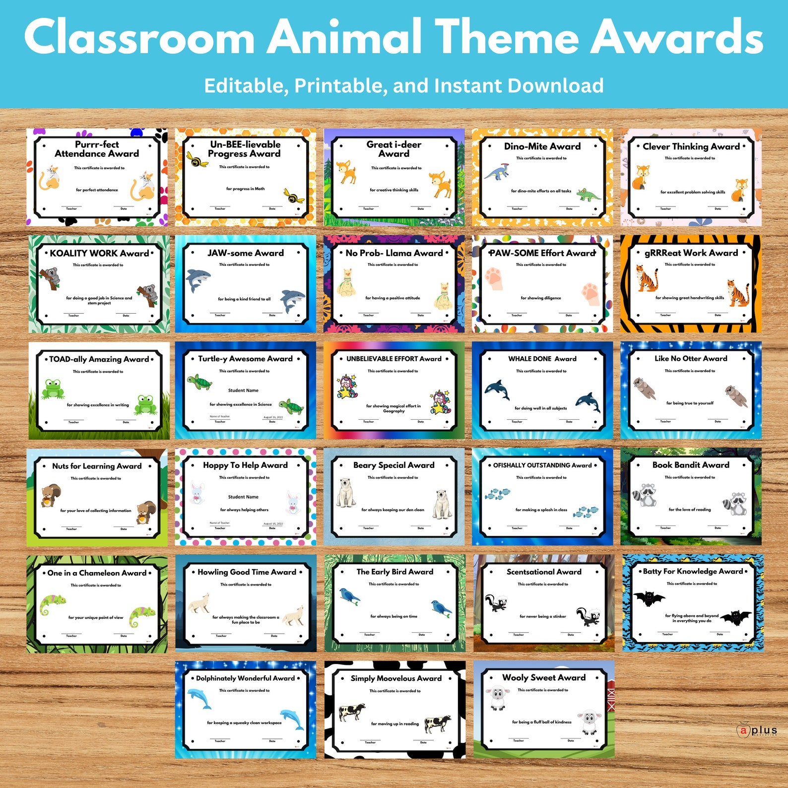 Editable Animal Themed End of Year Awards - Etsy