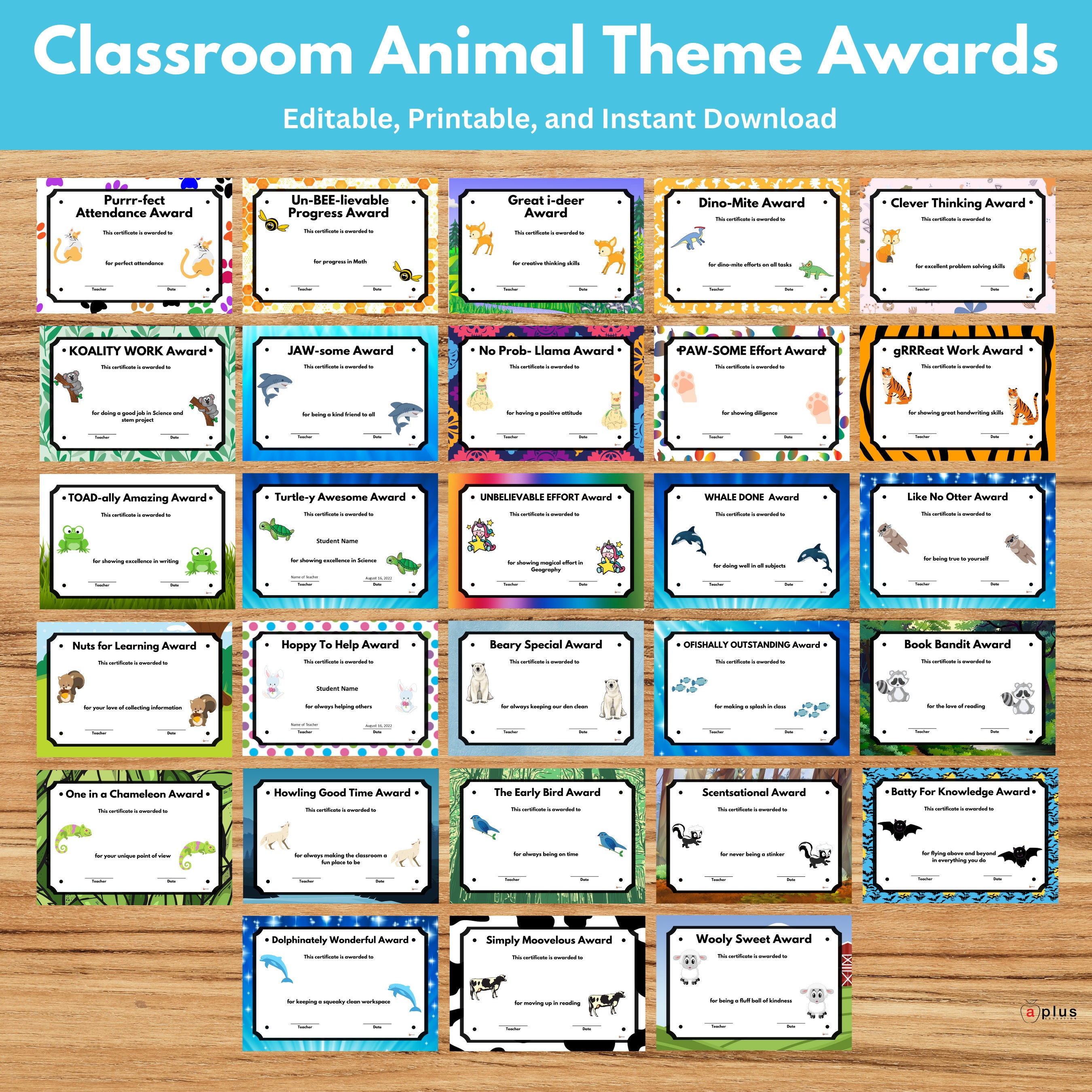 Editable Animal Themed End of Year Awards - Etsy