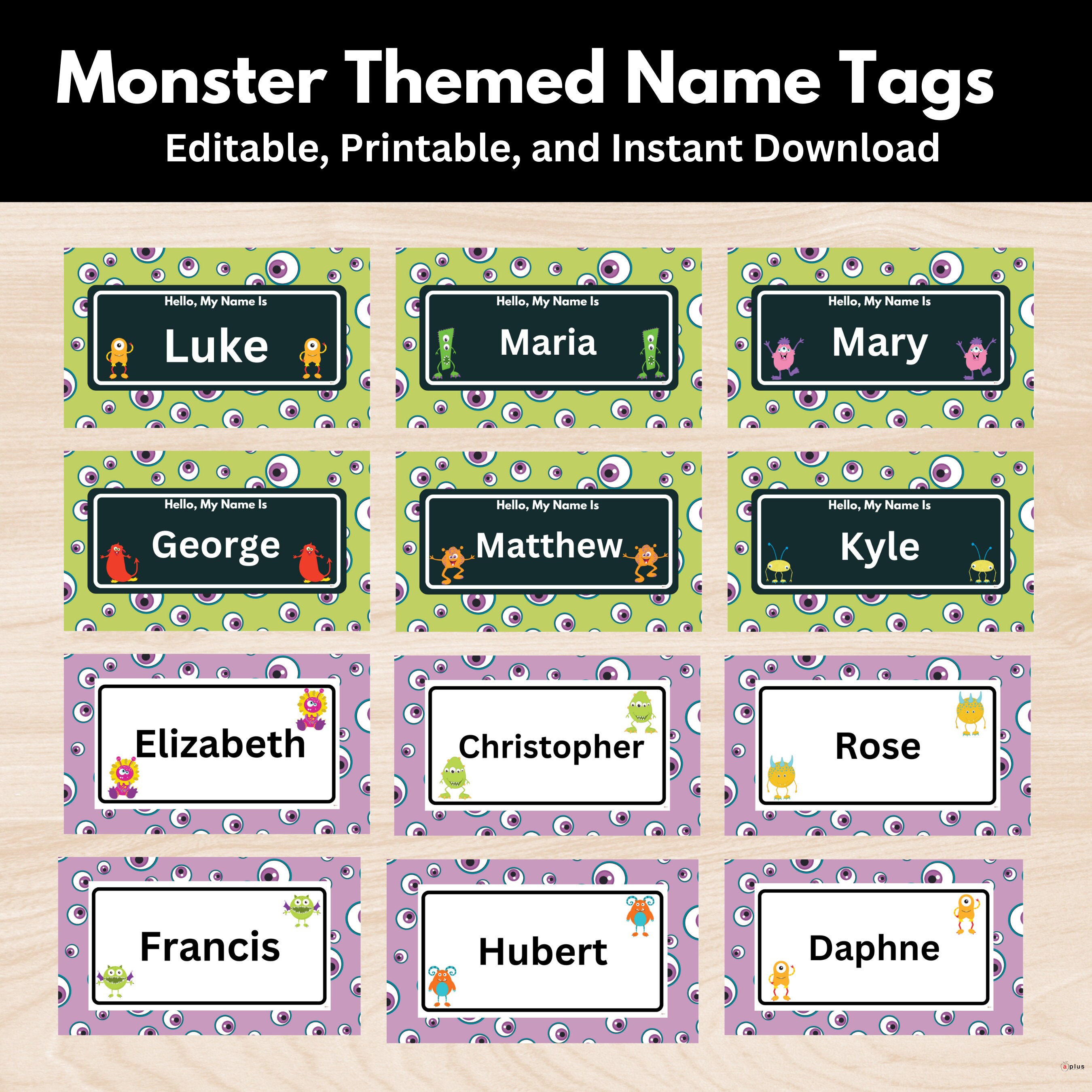 Editable Monster Theme Name Tags - Fun Classroom Identity Labels for ...