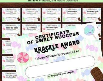 Printable Candy Bar Awards for Students End of Year Class Awards ...