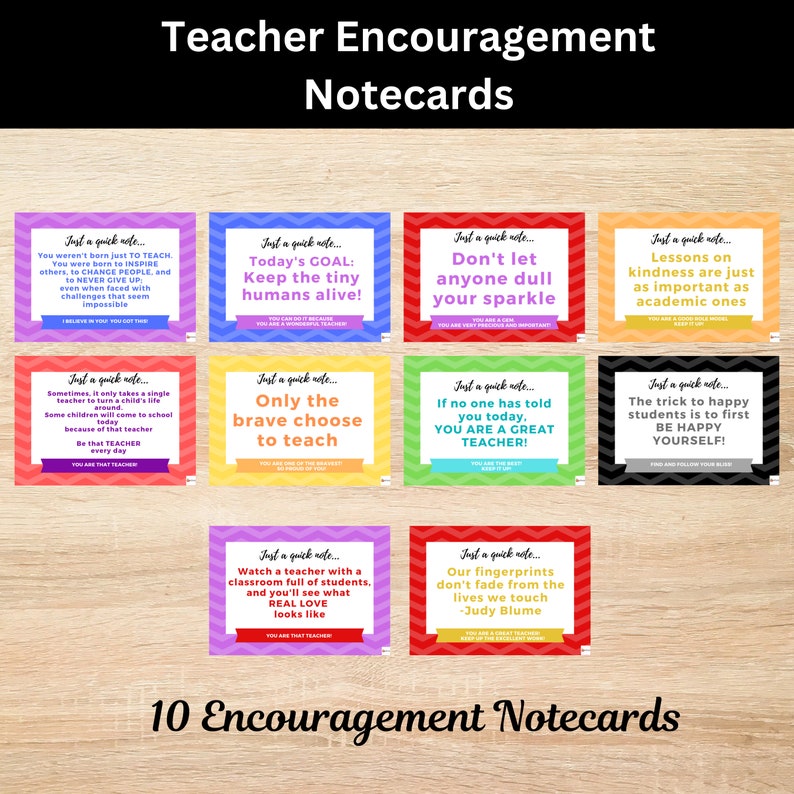 Encouragement Cards for Teachers and Staff Inspiring Quotes for ...