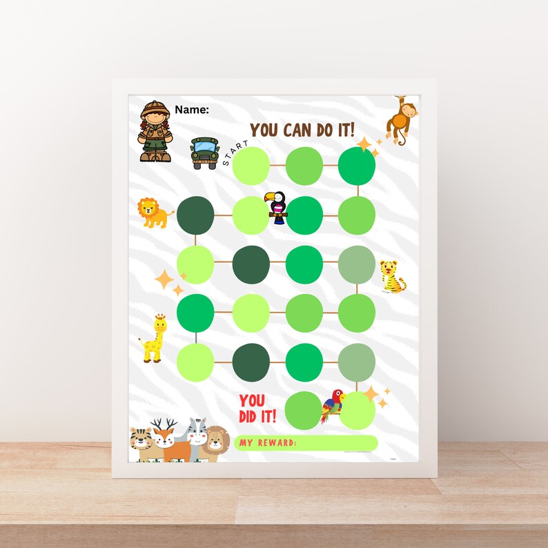 Safari-themed Reward Chart for Kids | Behavior Tracking for Positive ...