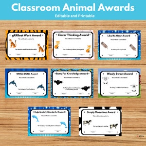 Editable Animal Themed End of Year Awards - Etsy