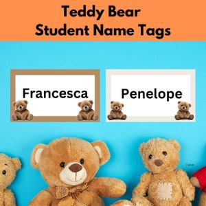 Cute Teddy Bear Student Name Tags - Brighten Your Classroom! - Etsy