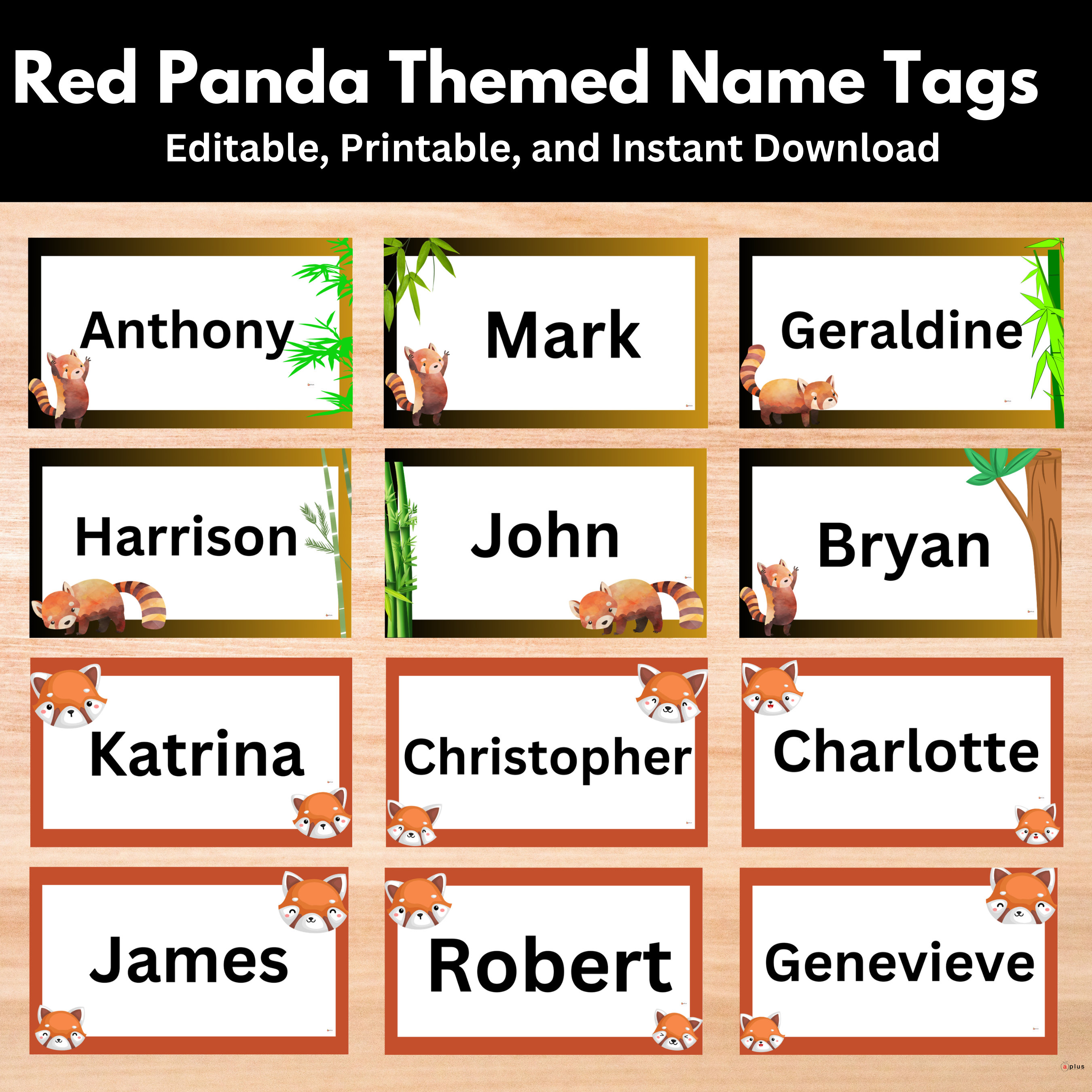 Colorful Red Panda Student Name Tags for Classroom Organization - Etsy