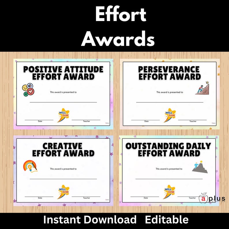 Editable Effort Award Certificates | Printable Student Recognition ...