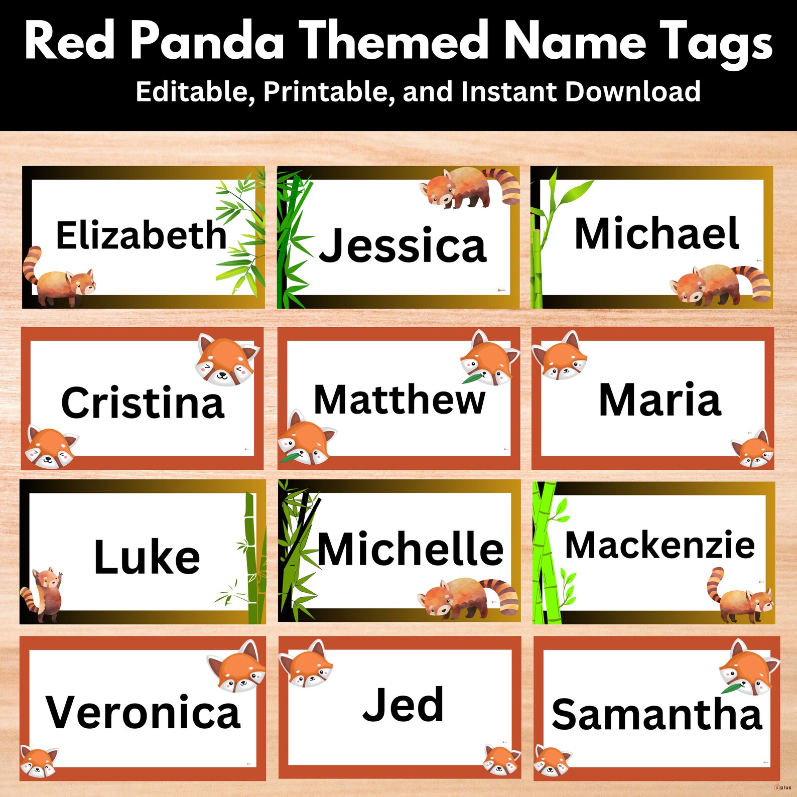 Editable Red Panda Name Tags for Students and Desk Classroom Labels - Etsy